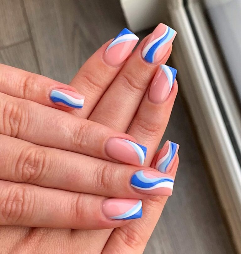 30 Stunning Ocean Wave Inspired Blue Swirl Nails - Nail Designs Daily