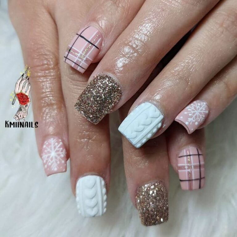 43+ Cutest Pink and White Winter Nails Ideas For You - Nail Designs Daily