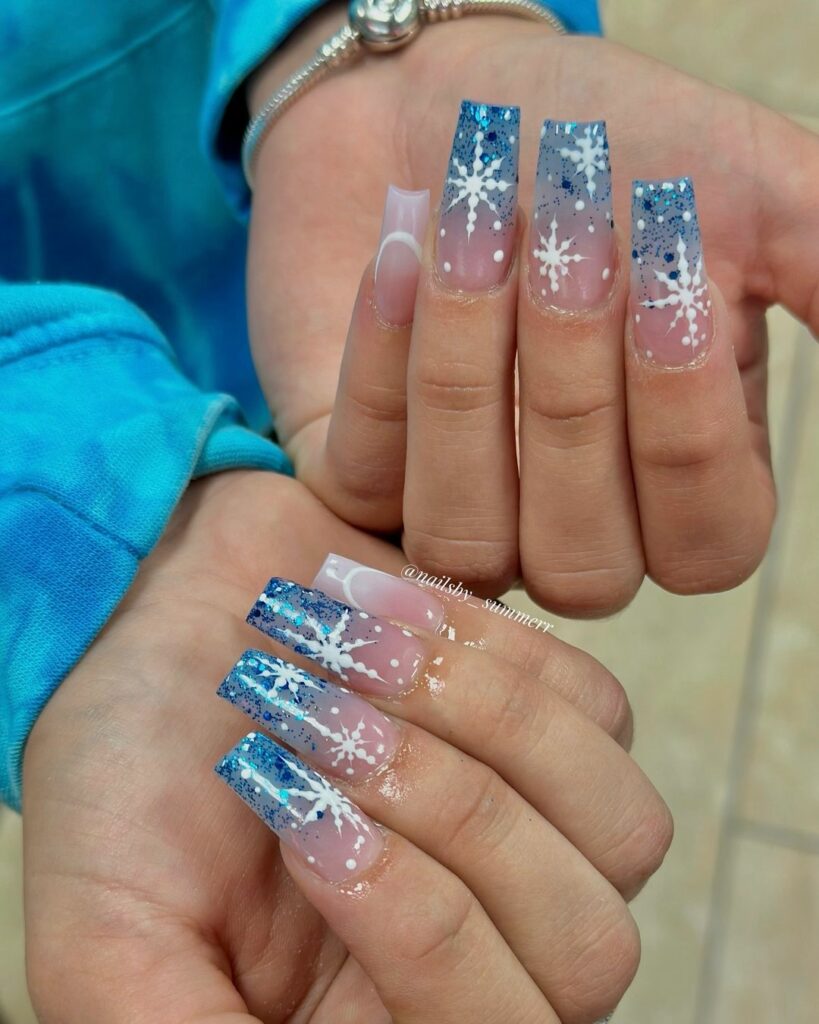 33+ Frosty Blue Snowflake Nails You Will Adore - Nail Designs Daily