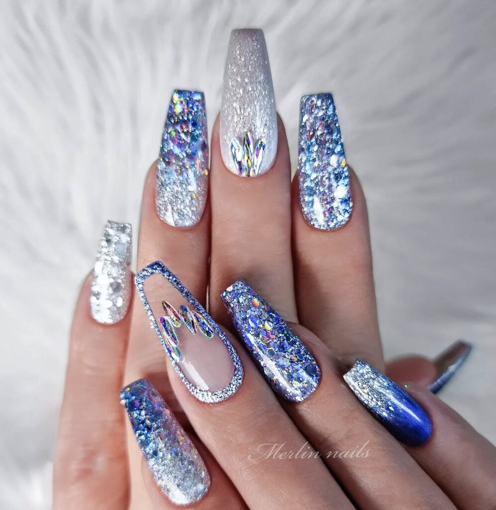 37 Stunning Blue And Silver Nail Designs To Try - Nail Designs Daily