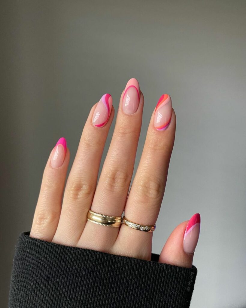 33 Best Pink French Tip Almond Nails - Nail Designs Daily