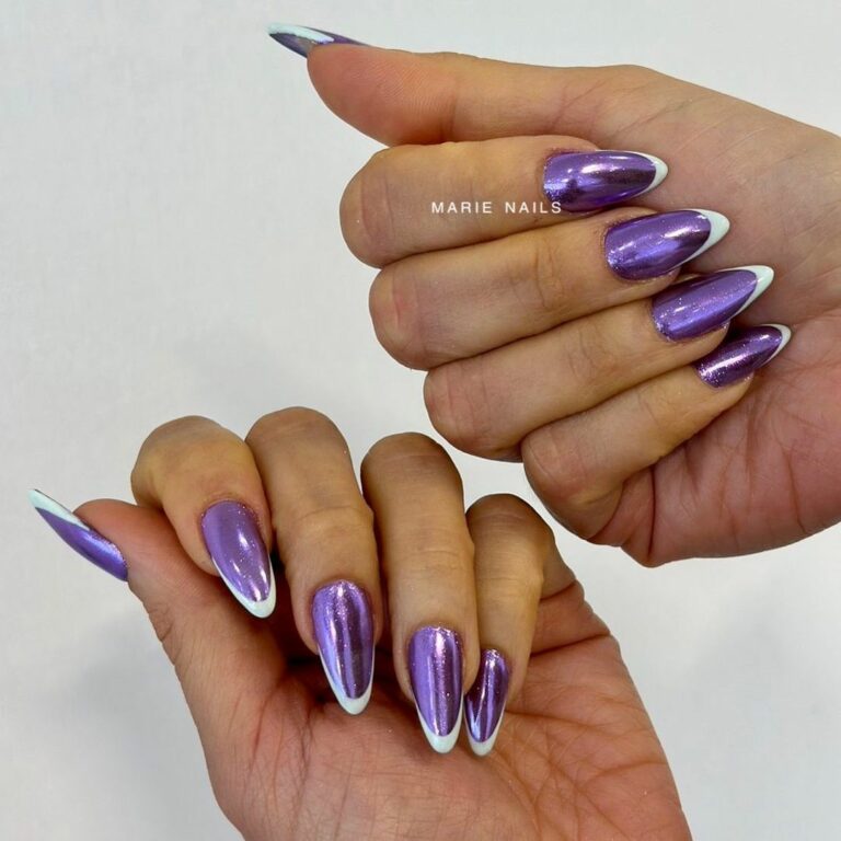 30+ Bold Purple and Silver French Tip Nails Ideas - Nail Designs Daily